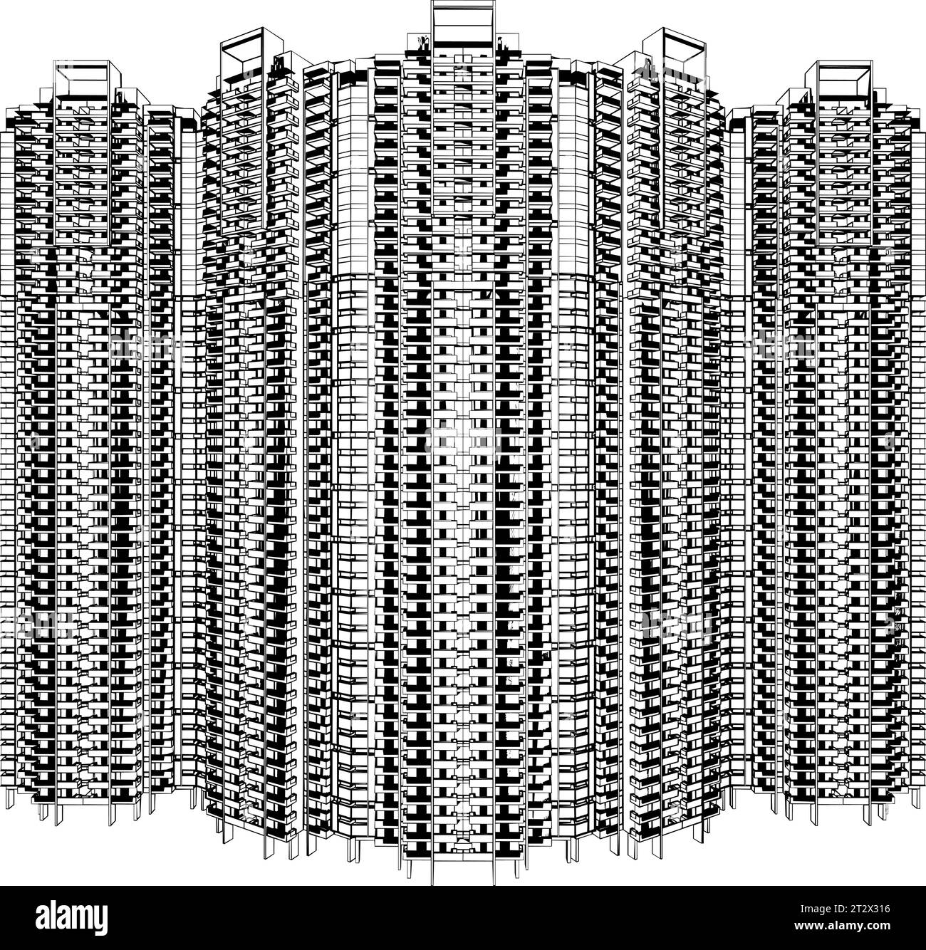 Skyscraper Residential Building Vector. Skyscraper Landscape View ...