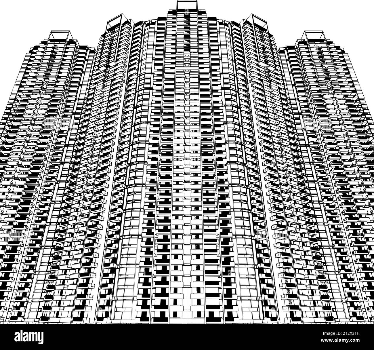 Skyscraper Residential Building Vector. Skyscraper Landscape View ...