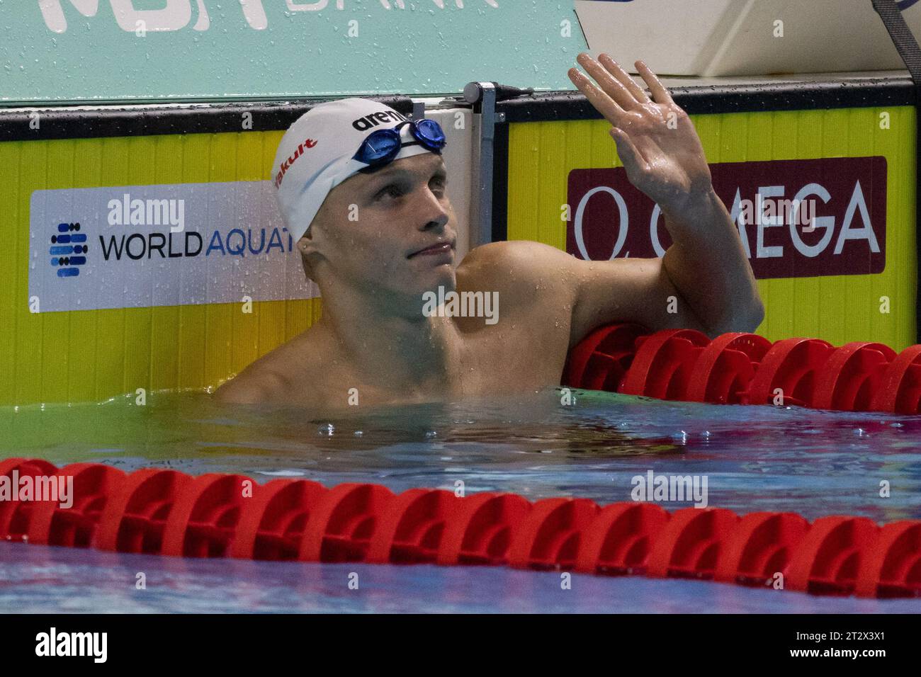 Budapest. 21st Oct, 2023. Matthew Sates of South Africa reacts after ...
