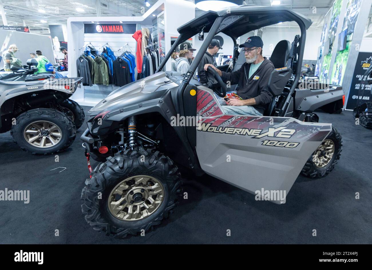 Mississauga, Canada. 21st Oct, 2023. A man experiences a Yamaha all ...