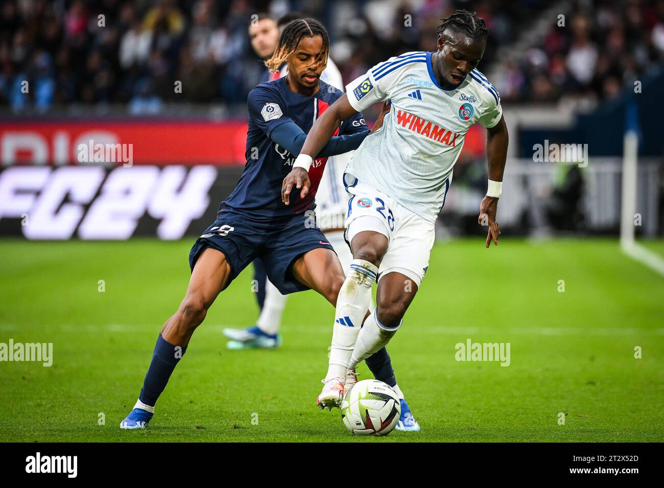 Paris, France, France. 21st Oct, 2023. Bradley BARCOLA of PSG and ...