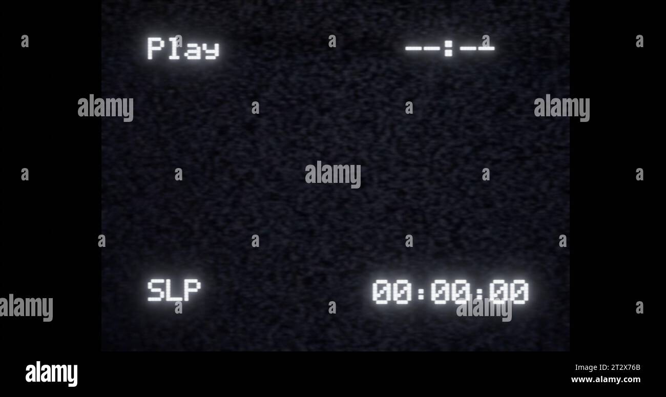 VHS video player screen for vintage effect with running timecode, and ...