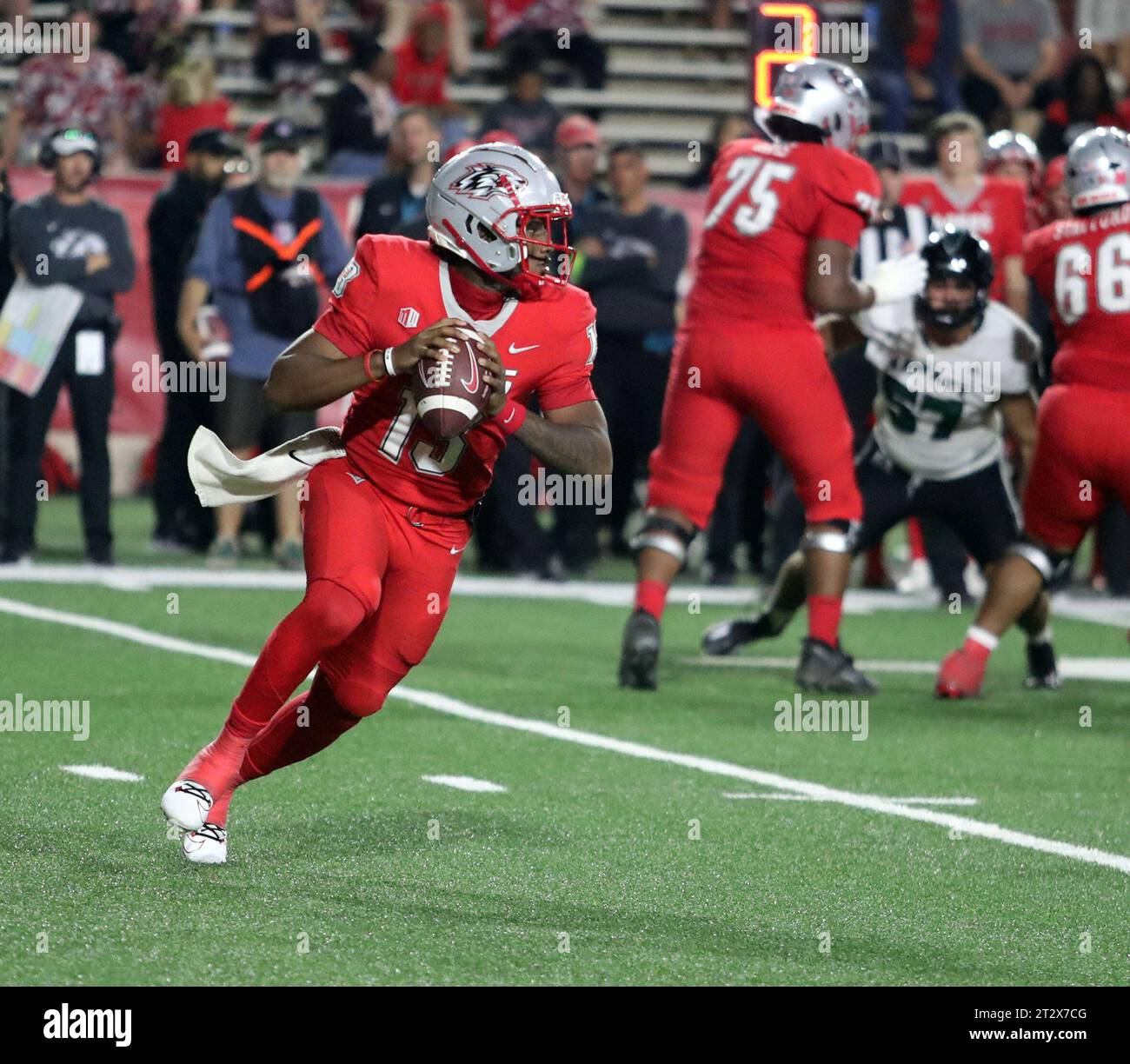 October 21, 2023 - New Mexico Lobos quarterback Devon Dampier #13 rolls ...