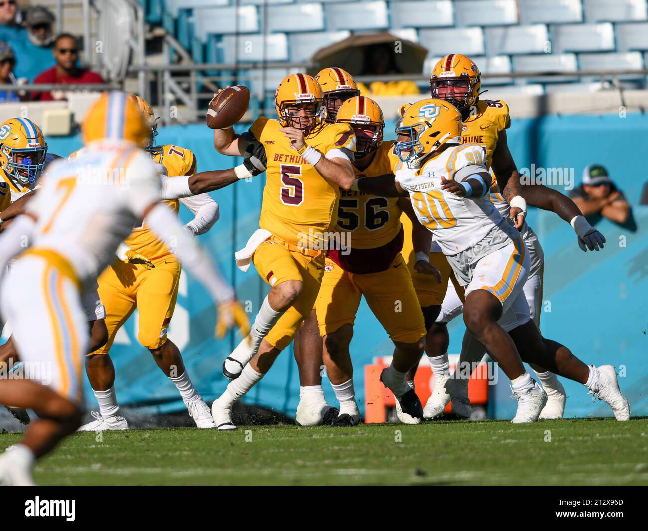 Jacksonville, FL, USA. 21st Oct, 2023. Bethune Cookman defensive back ...