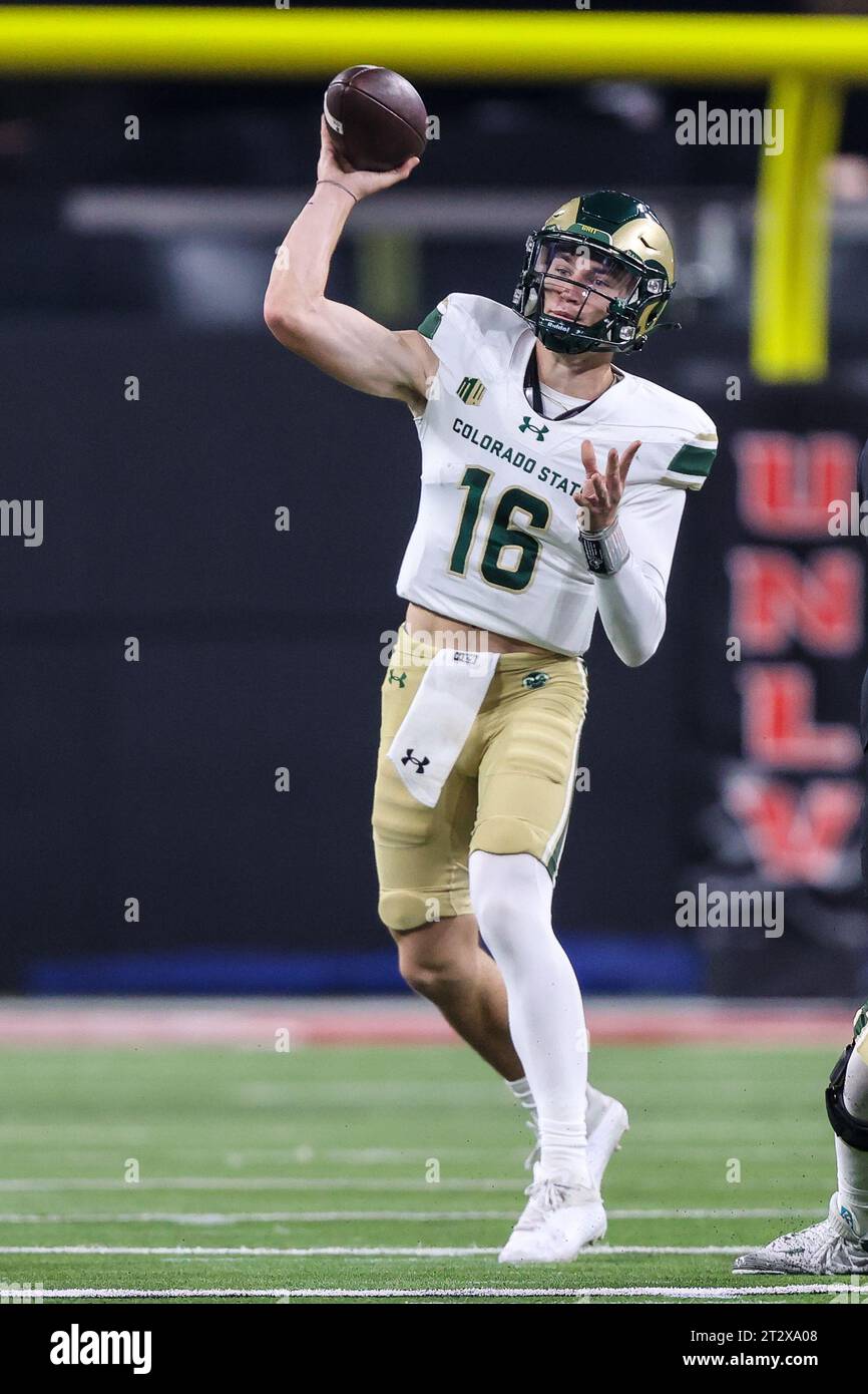 Las Vegas, NV, USA. 21st Oct, 2023. Colorado State Rams quarterback ...