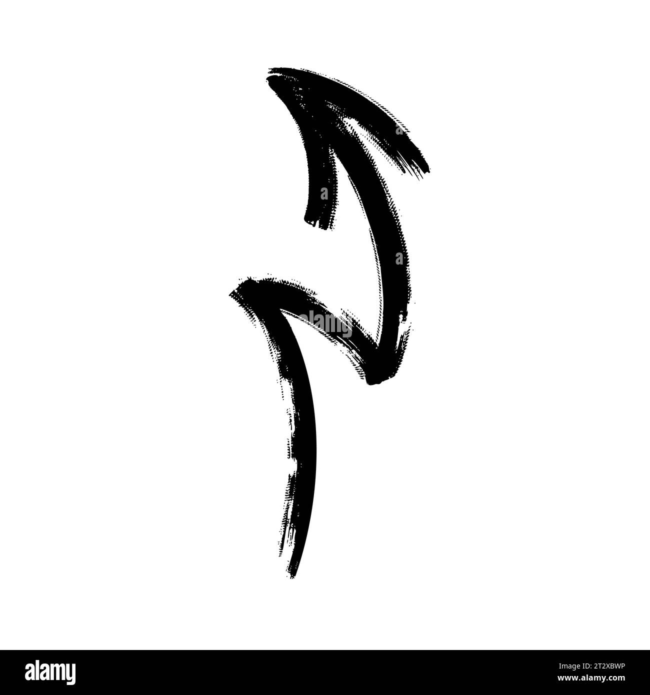 Grunge arrow. Brush painted arrow with marker texture. Vector illustration isolated in white ...