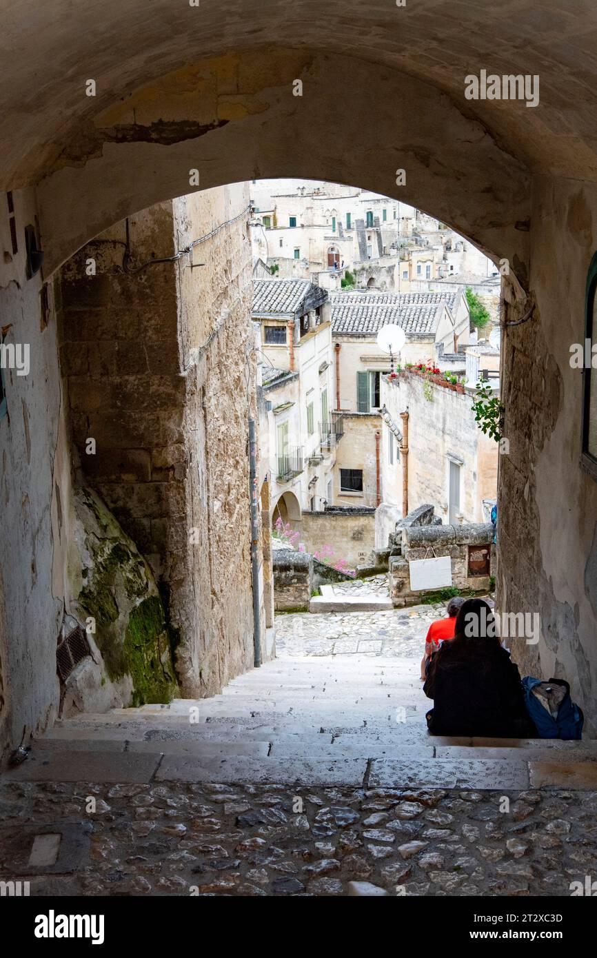 Pedestrian Street in Matera - Italy Stock Photo - Alamy