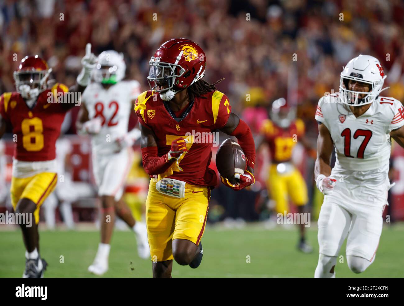 October 21, 2023 USC Trojans safety Calen Bullock (7) scores a ...