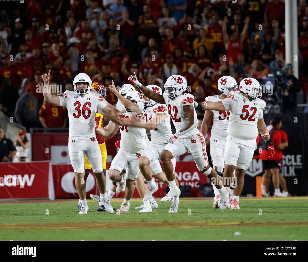 October 21, 2023 Utah Utes place kicker Cole Becker (36) celebrates ...
