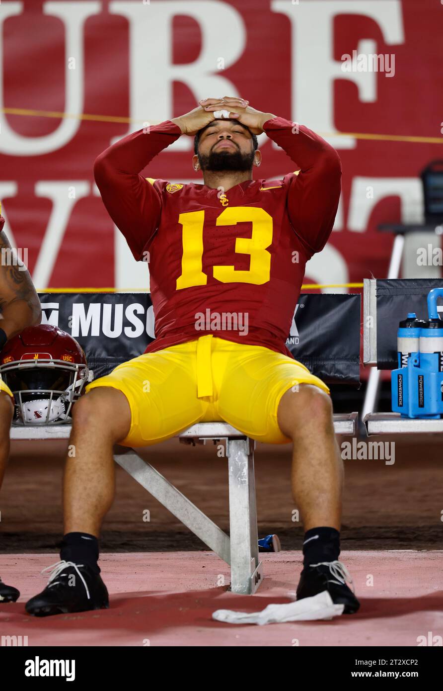 October 21, 2023 USC Trojans quarterback Caleb Williams (13) reacts ...