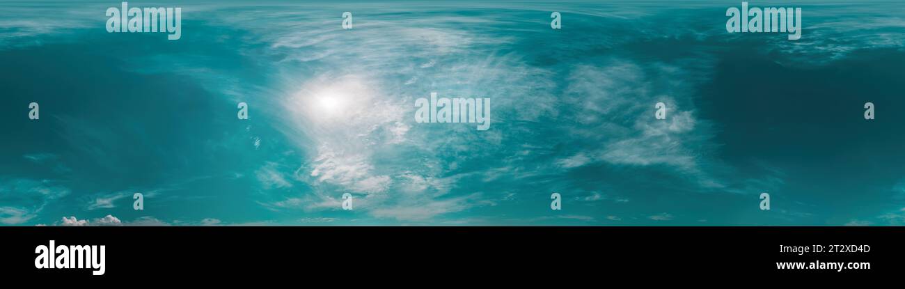 Neon green sky panorama with Cirrus clouds. Seamless hdr 360 degree ...
