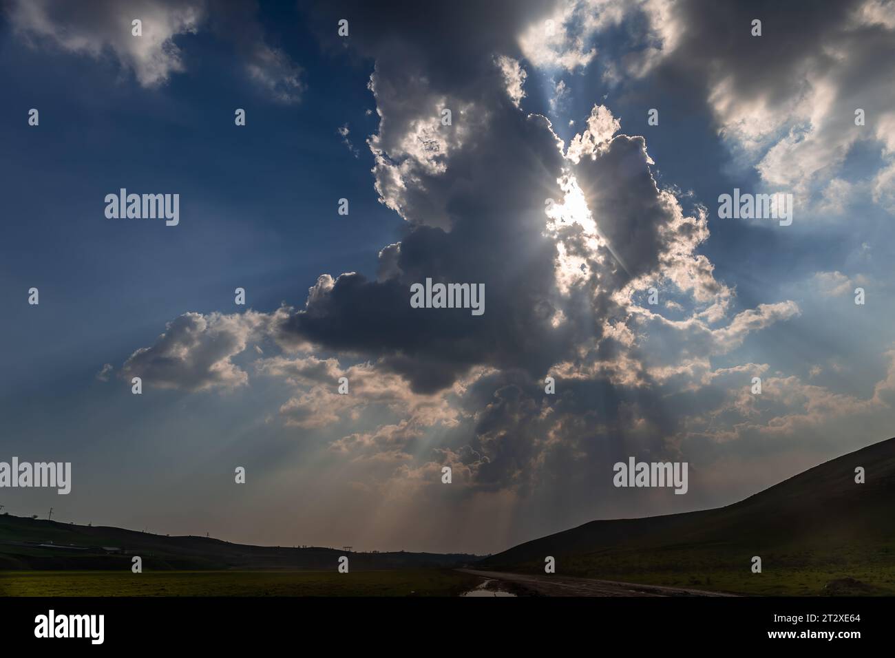 Background heaven with expressive textures of clouds and rays of the ...