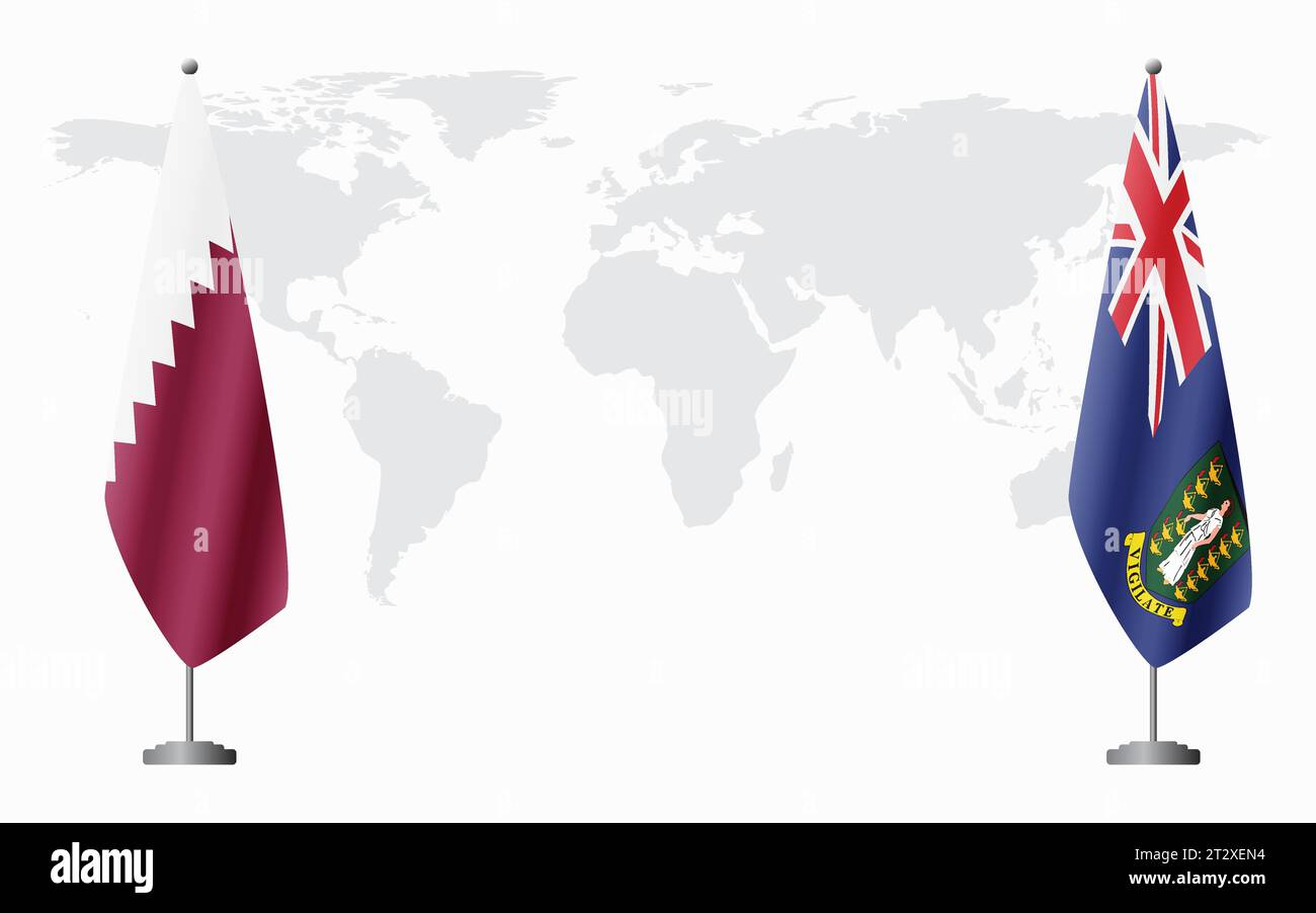 Qatar and British Virgin Islands flags for official meeting against ...