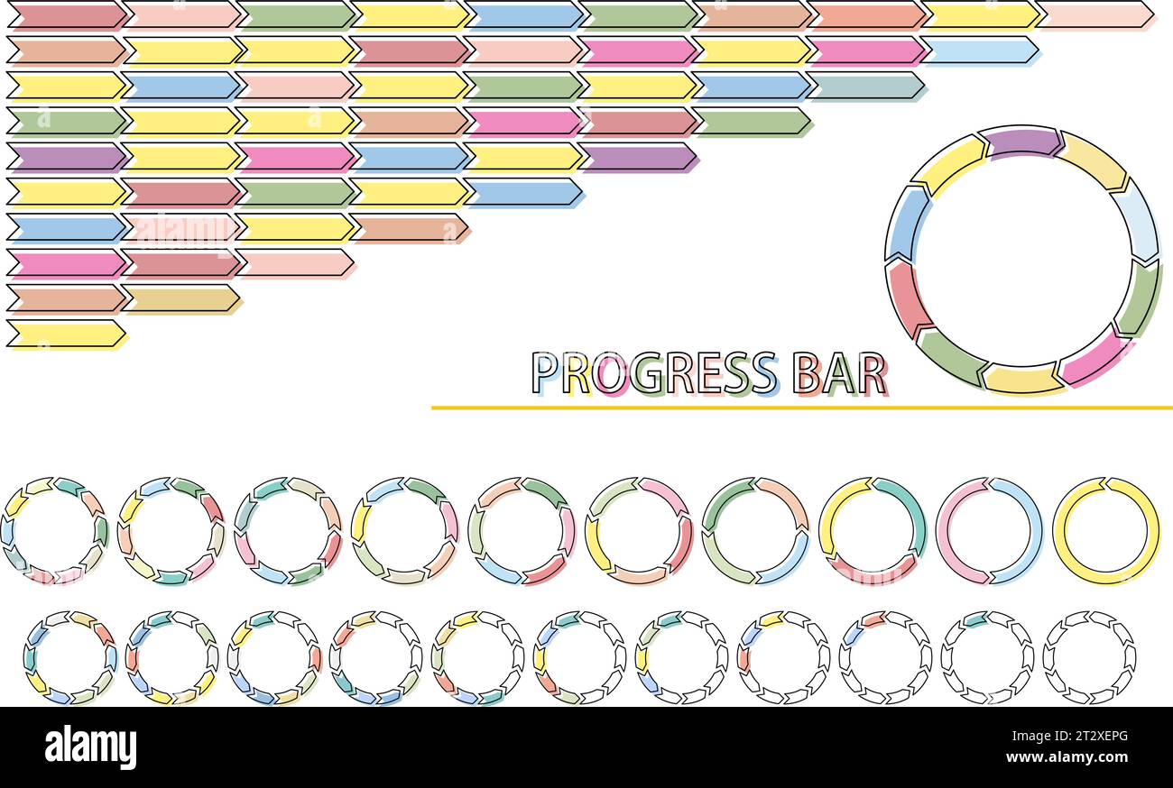Simple, colorful progress bar and infographic, Vector Illustration ...