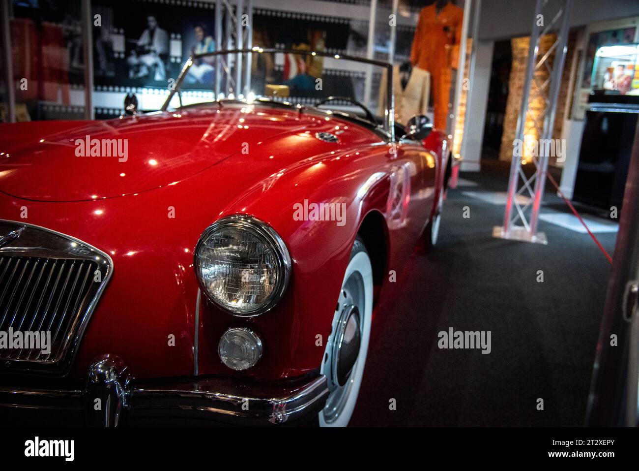 An MG sports car, driven and owned by Elvis Presley displayed at the ...