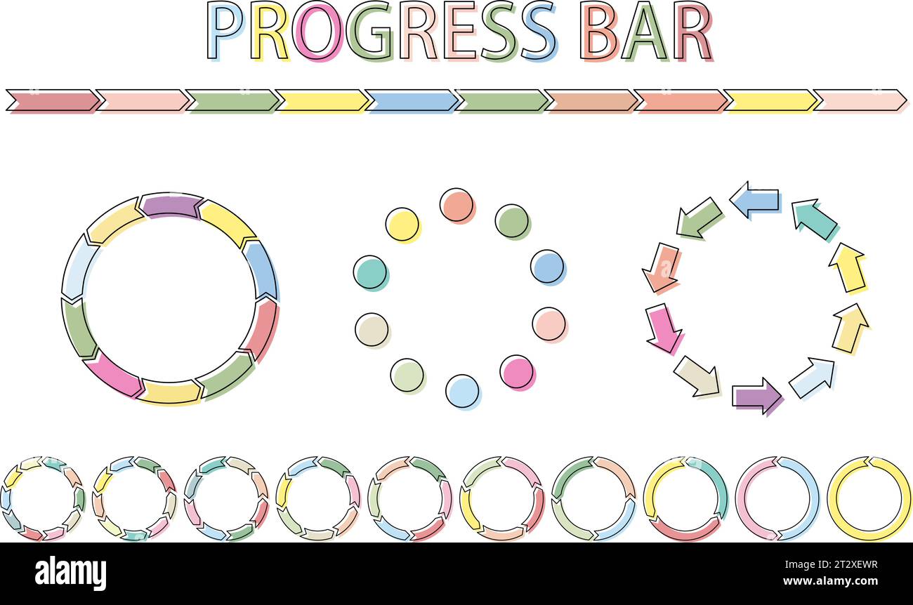 Simple, colorful progress bar and infographic, Vector Illustration ...