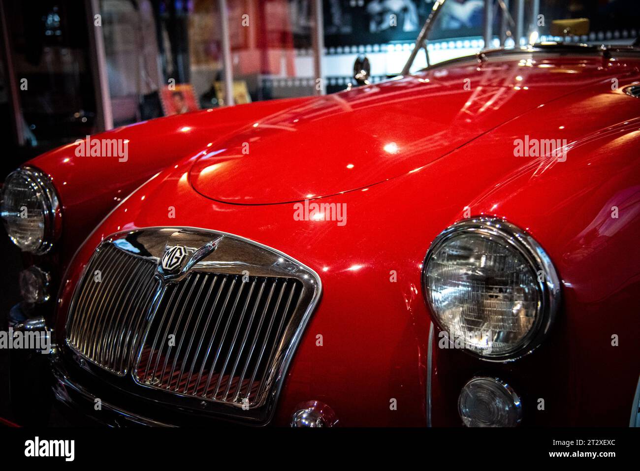 An MG sports car, driven and owned by Elvis Presley displayed at the ...