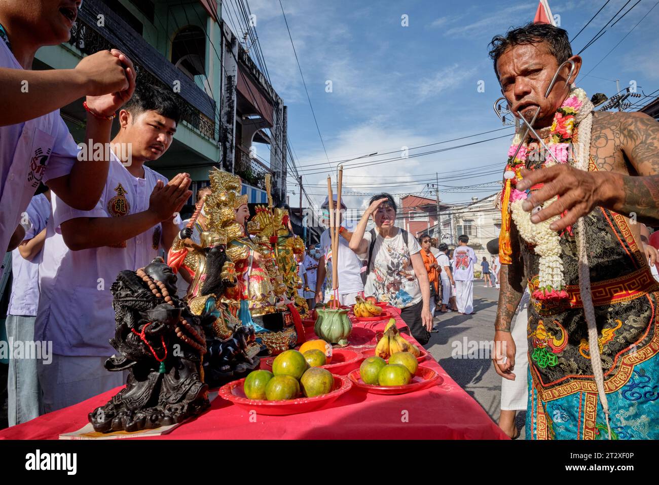 During the Vegetarian Festival in Phuket Town, Thailand, a Mah Song ...