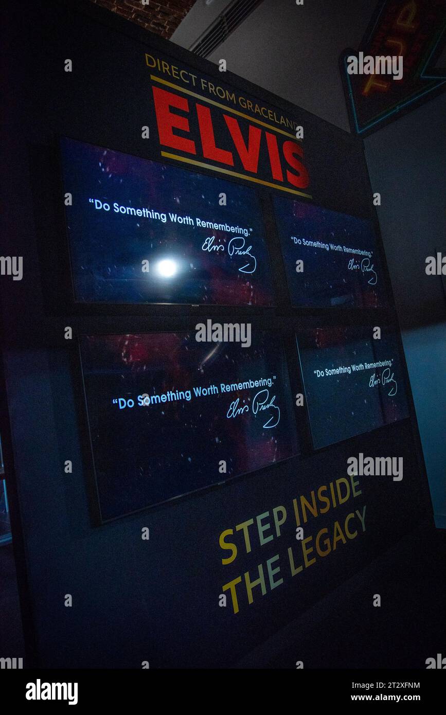 An advertisement with Elvis Presley's writing displayed at the Direct ...