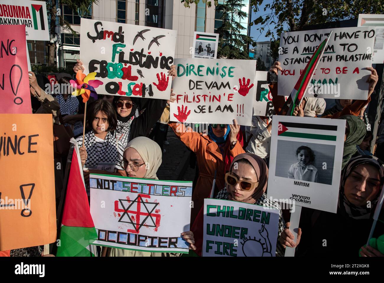 Istanbul, Turkey. 21st Oct, 2023. During the protest in front of the ...