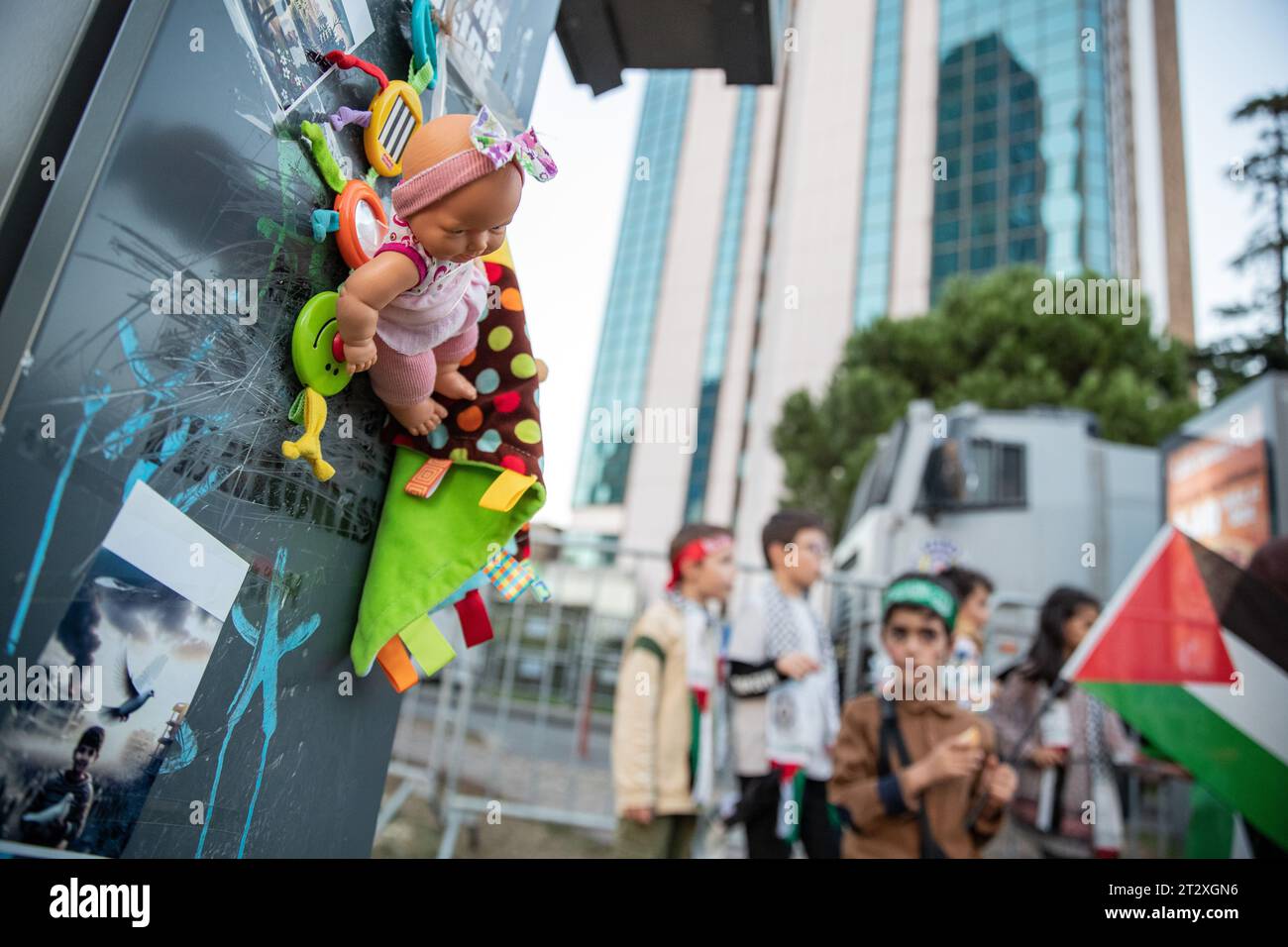 Istanbul, Turkey. 21st Oct, 2023. The doll was seen glued to the side ...