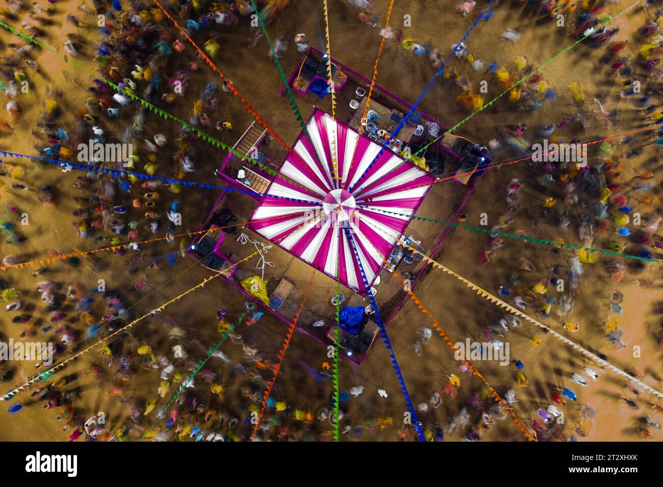 Baroda, India. 17th Oct, 2023. (Image taken with a drone) People are ...