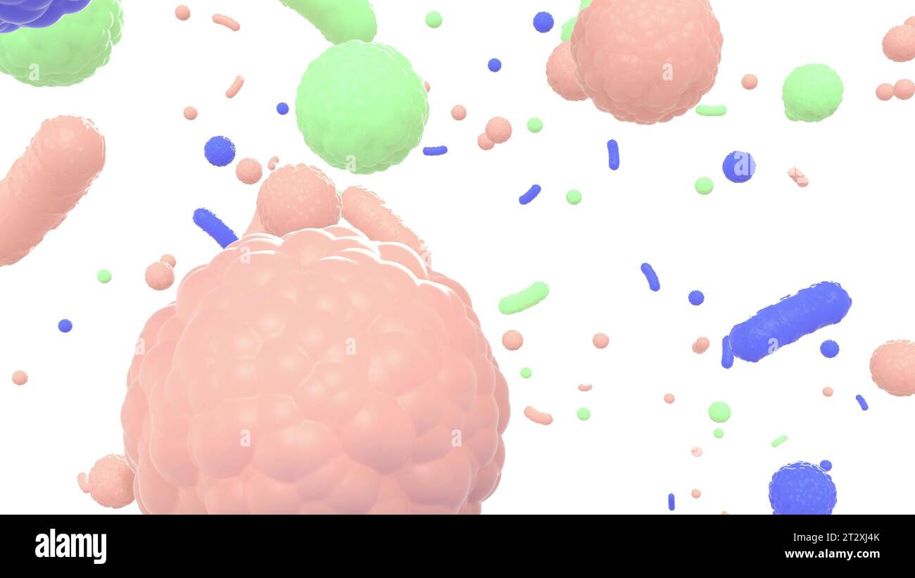 Color bacteria colony microbes inside human gut Lactobacillus in human ...