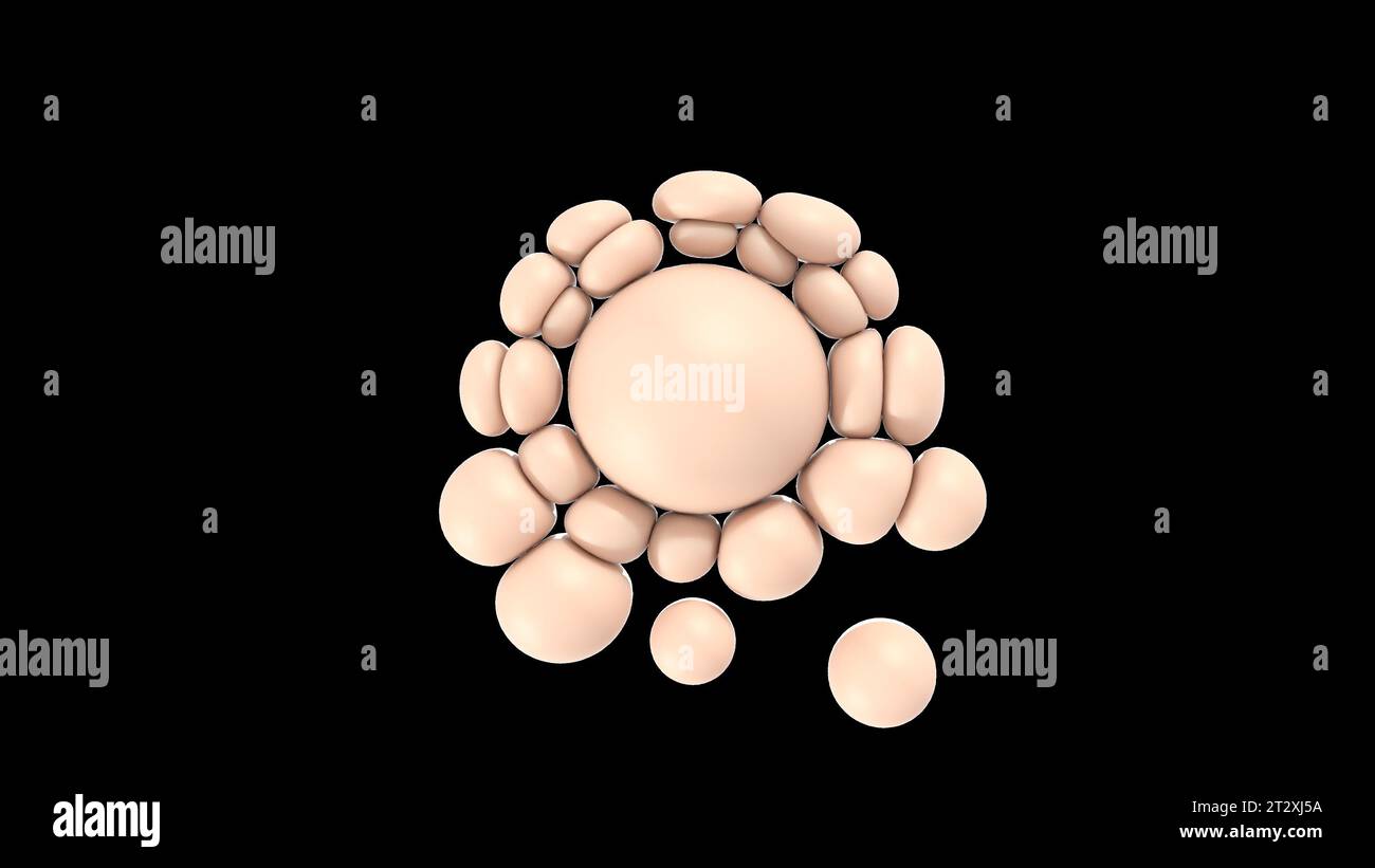 Soft fat cells collider on black back 3d render Stock Photo - Alamy