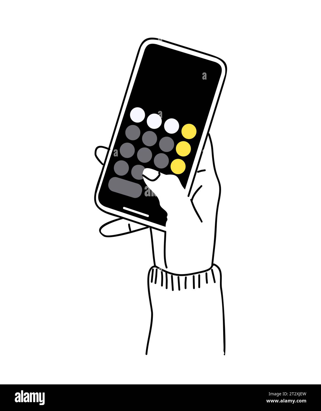 Hand holding phone with calculator app on screen Stock Vector Image ...
