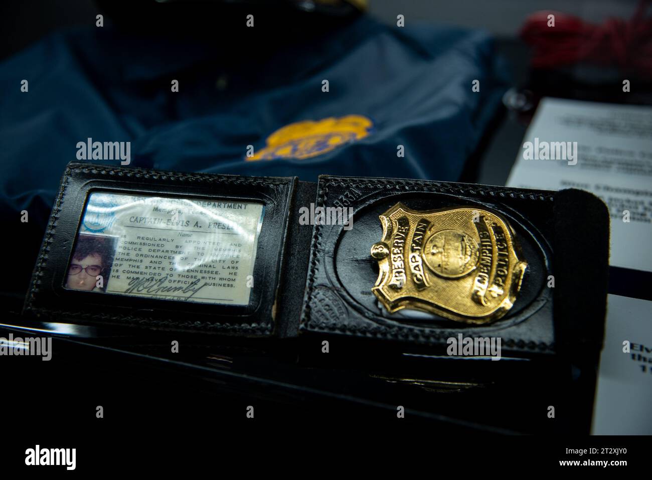 London, UK. 19th Oct, 2023. Police uniform and badge owned by Elvis ...