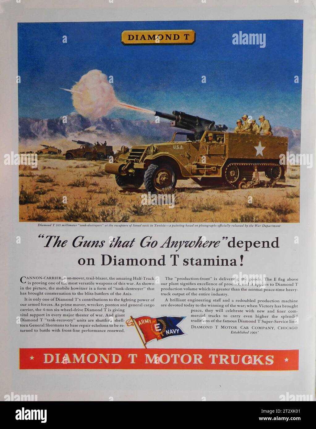 DIAMOND T 105mm TANK DESTROYERS 1943 US Magazine Advertisement for ...