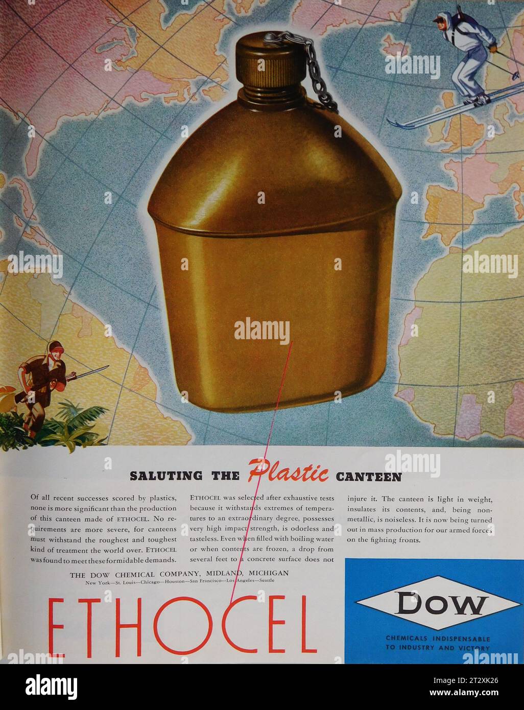 Plastic Canteen for US Soldiers made of Ethocel 1943 US Magazine ...