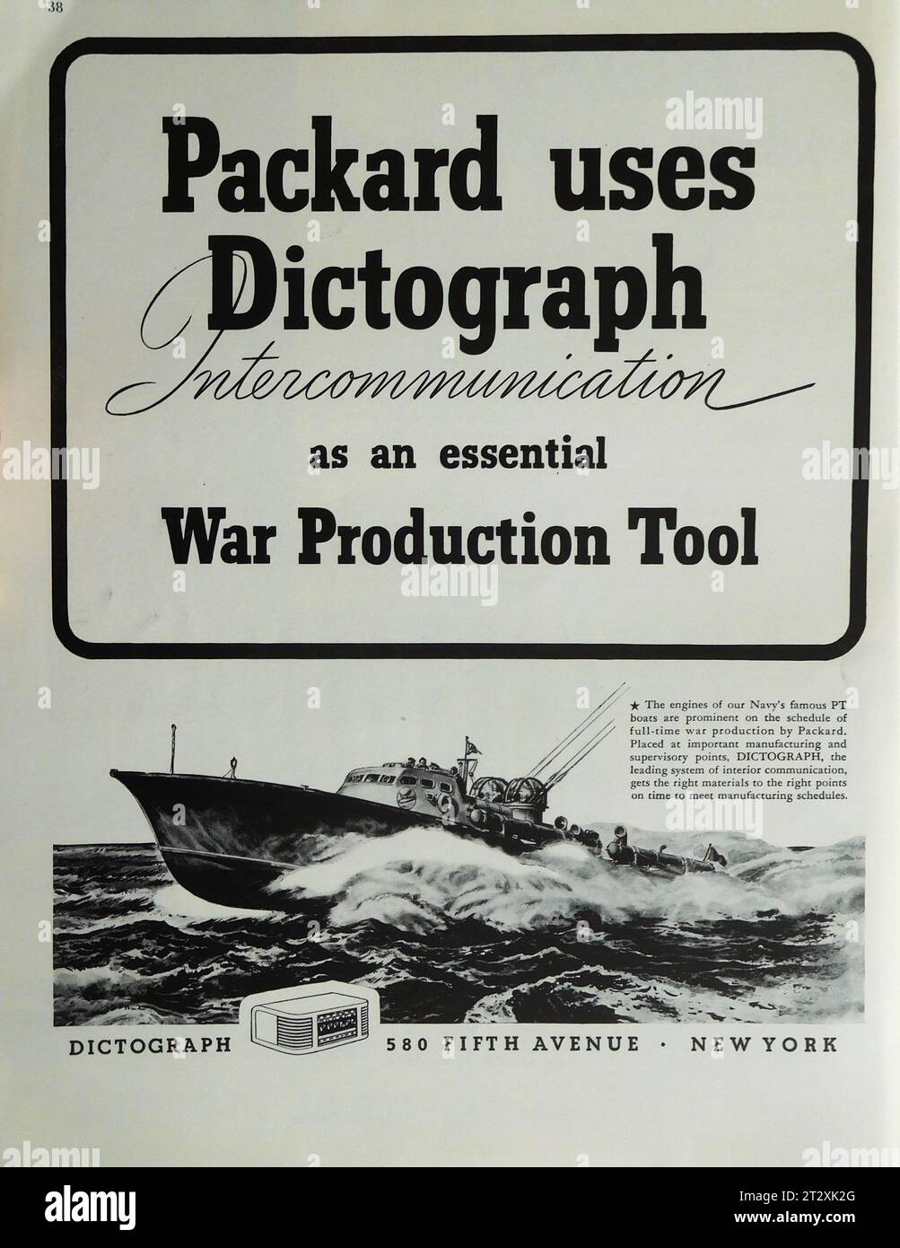 US NAVY PT BOATS engine manufacturers PACKARD uses DICTOGRAPH Intercommunication as an essential ...