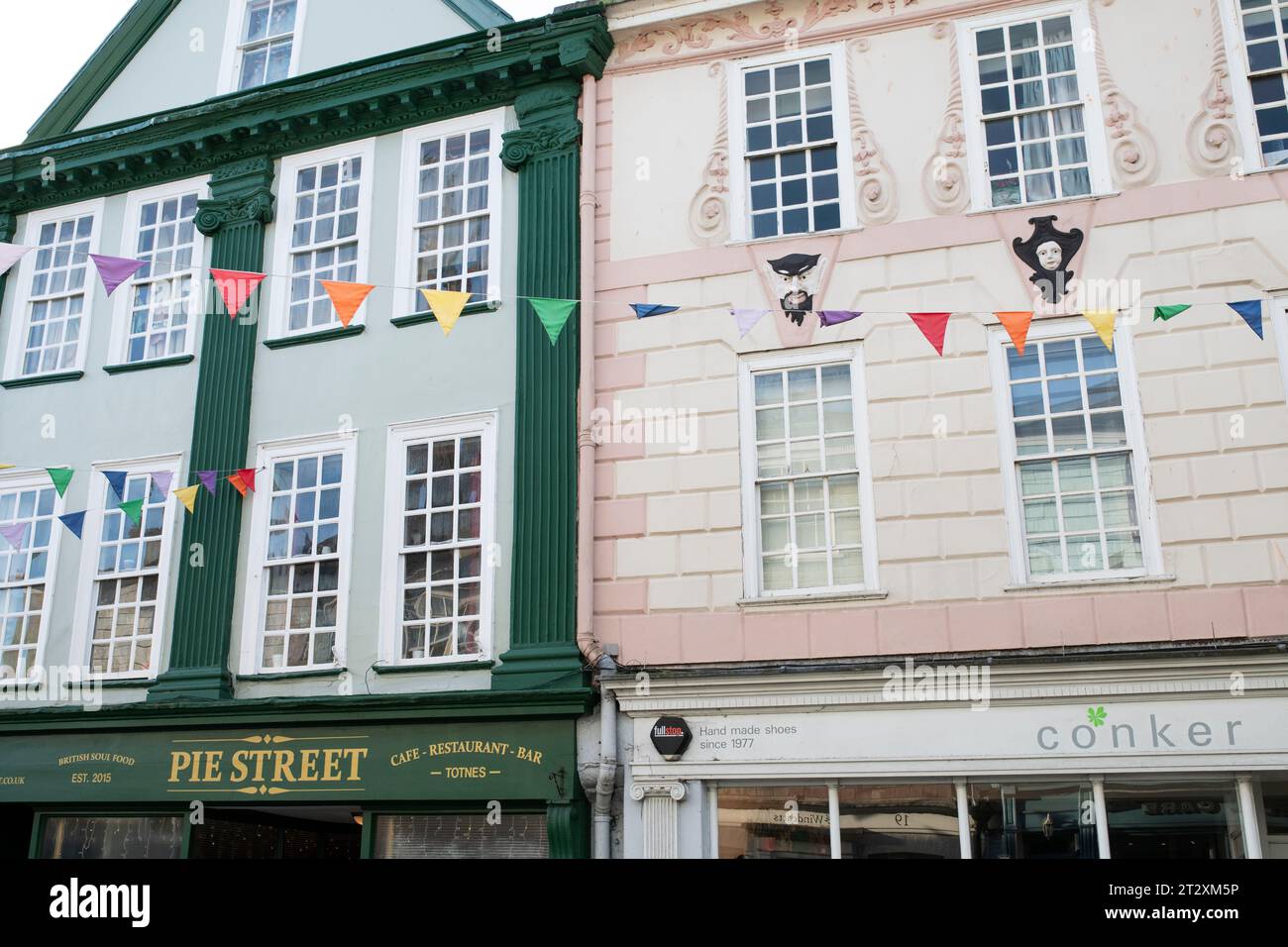 Buildings and Shops along the High Street. Totnes, Devon, England Stock ...