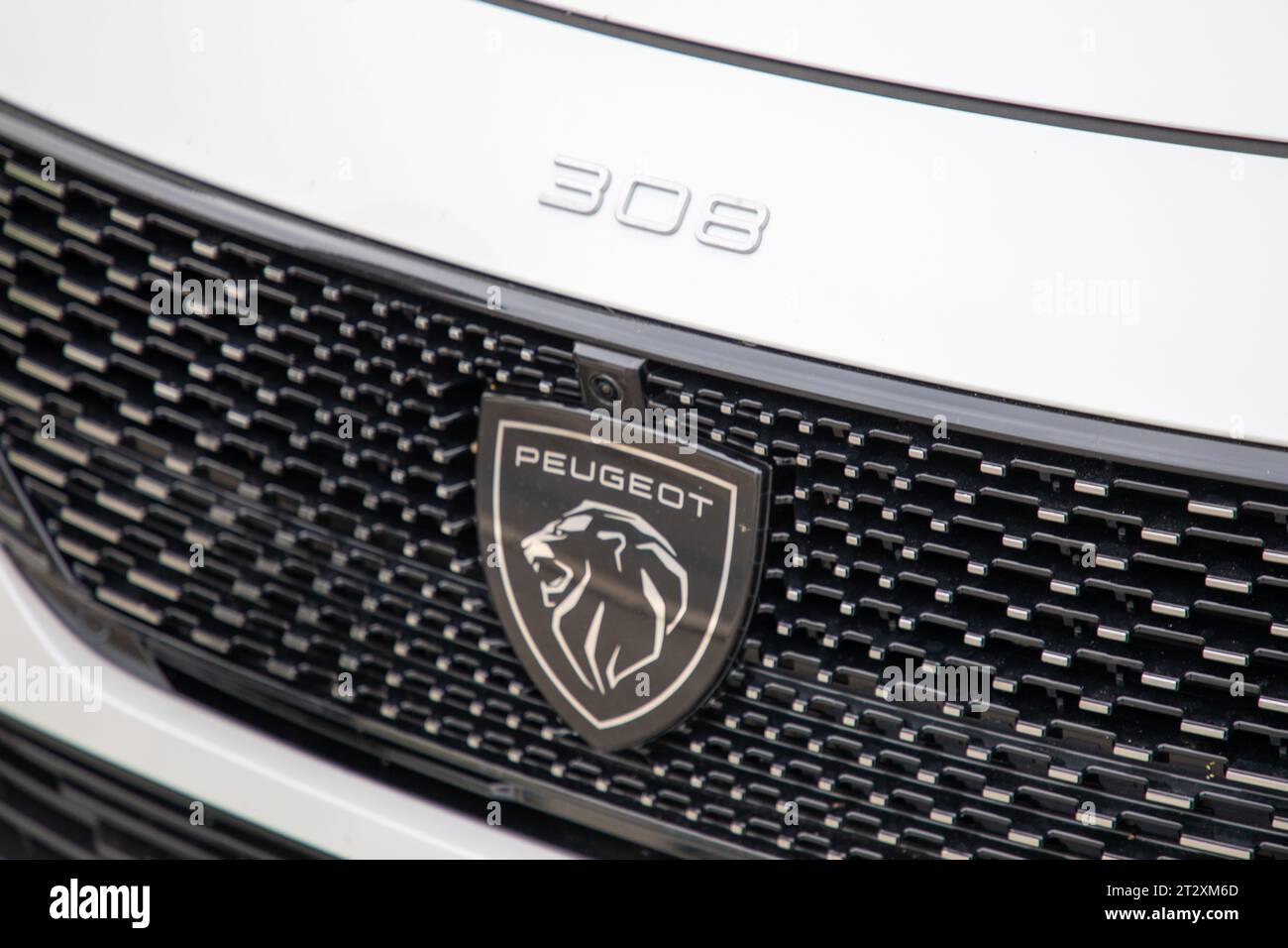 Bordeaux , France - 10 19 2023 : Peugeot 308 front new modern car logo ...