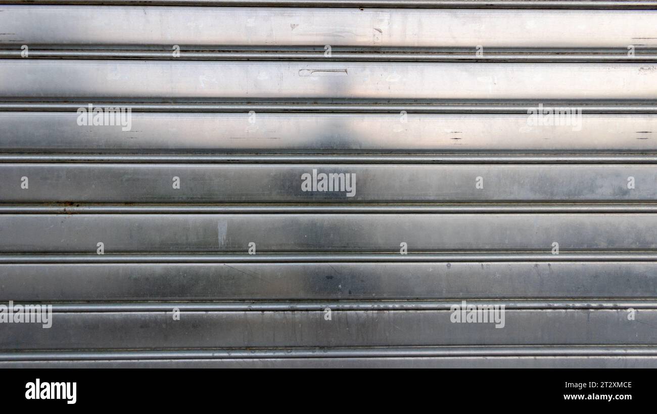 Background grey steel store line metal facade curtain shuttle rolling ...