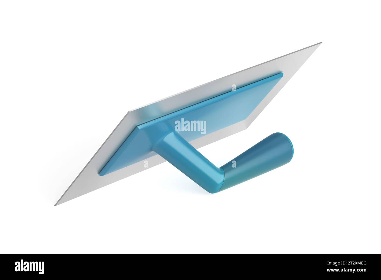 Plastering trowel with blue plastic handle on a white background Stock ...