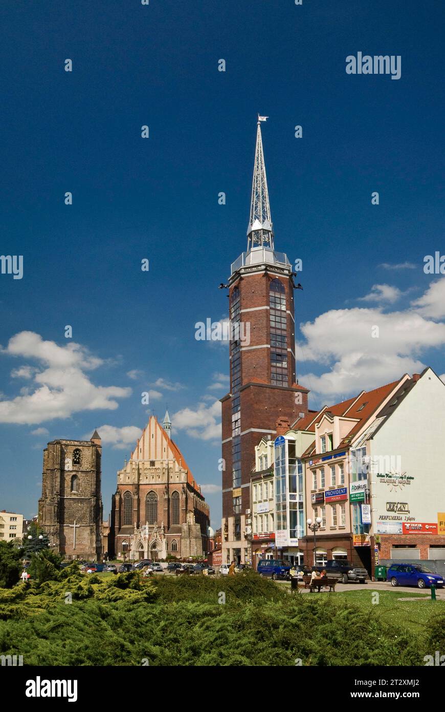 New Town Hall and tower at Rynek (Market Square) in Nysa, Opolskie ...