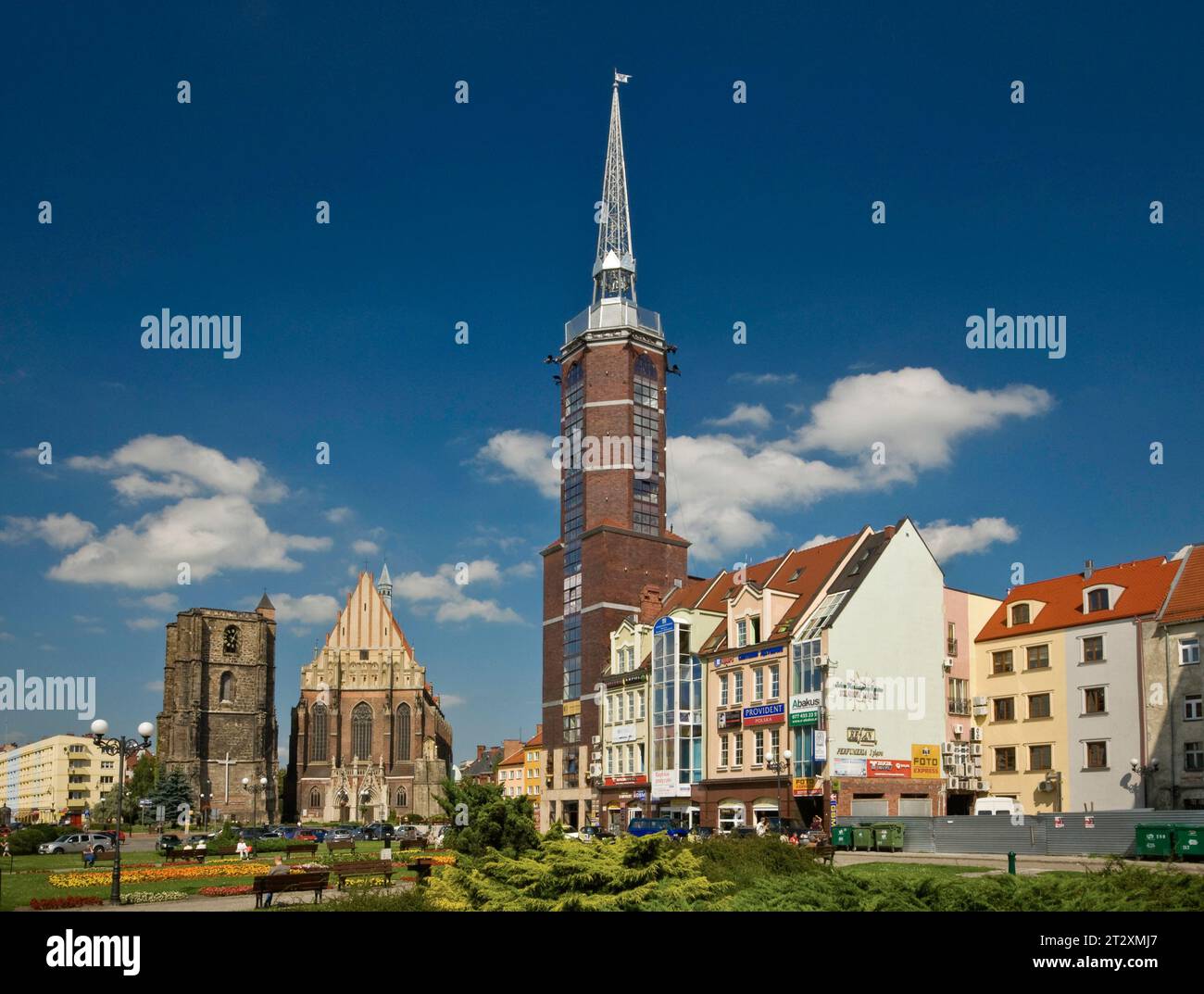 New Town Hall and tower at Rynek (Market Square) in Nysa, Opolskie ...