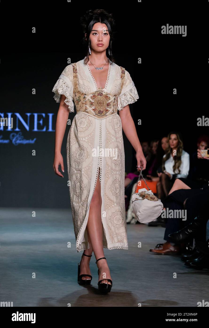 Vancouver, Canada. 21st Oct, 2023. A model presents a creation by ...