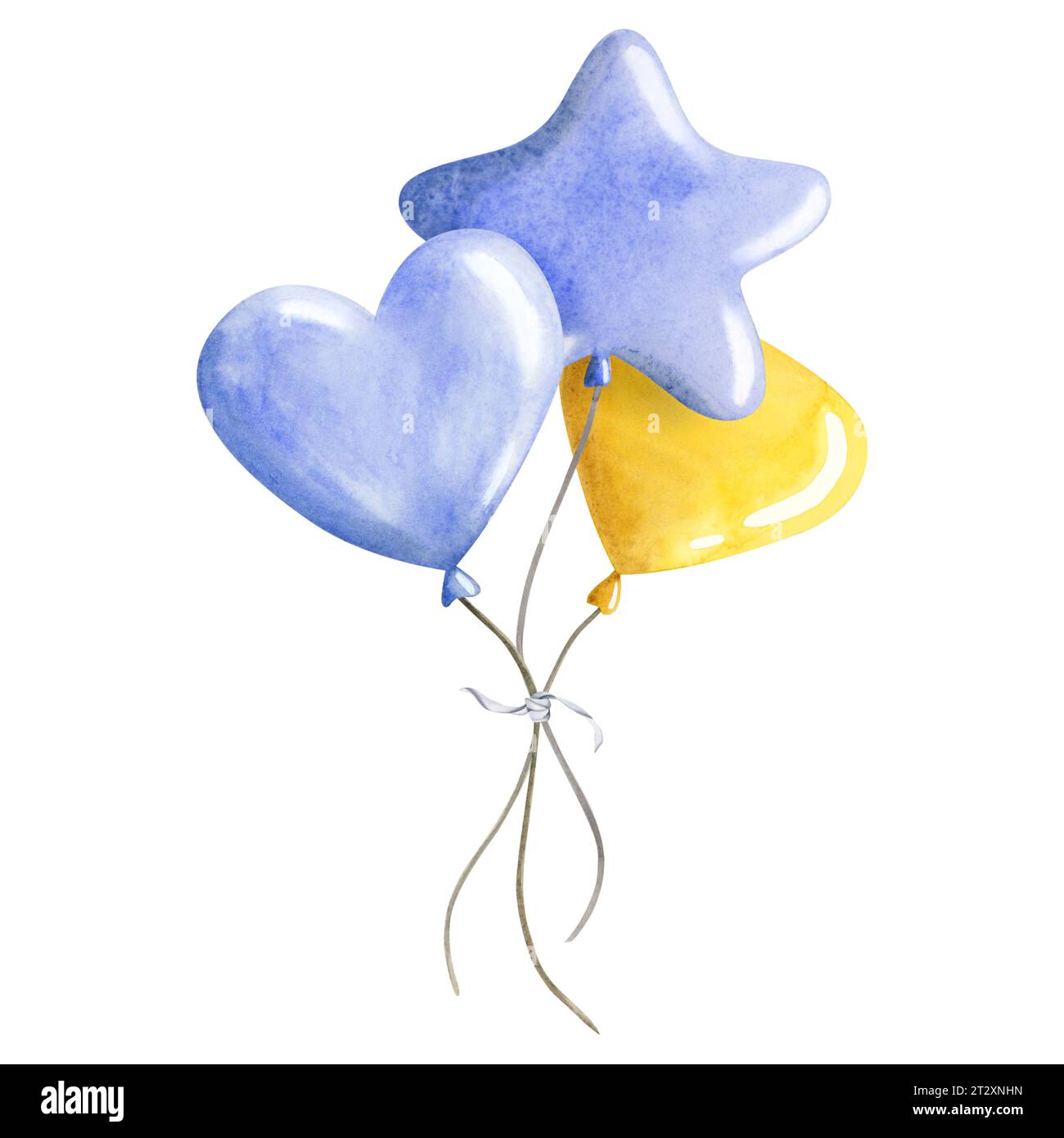Pastel blue and yellow air balloons for boys birthday party watercolor ...