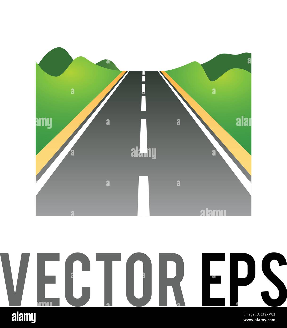 Vector car highway road icon with green mountains from person ...