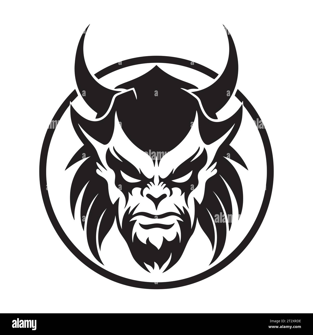 Vector illustration. Male portrait of a malevolent laughing devil ...