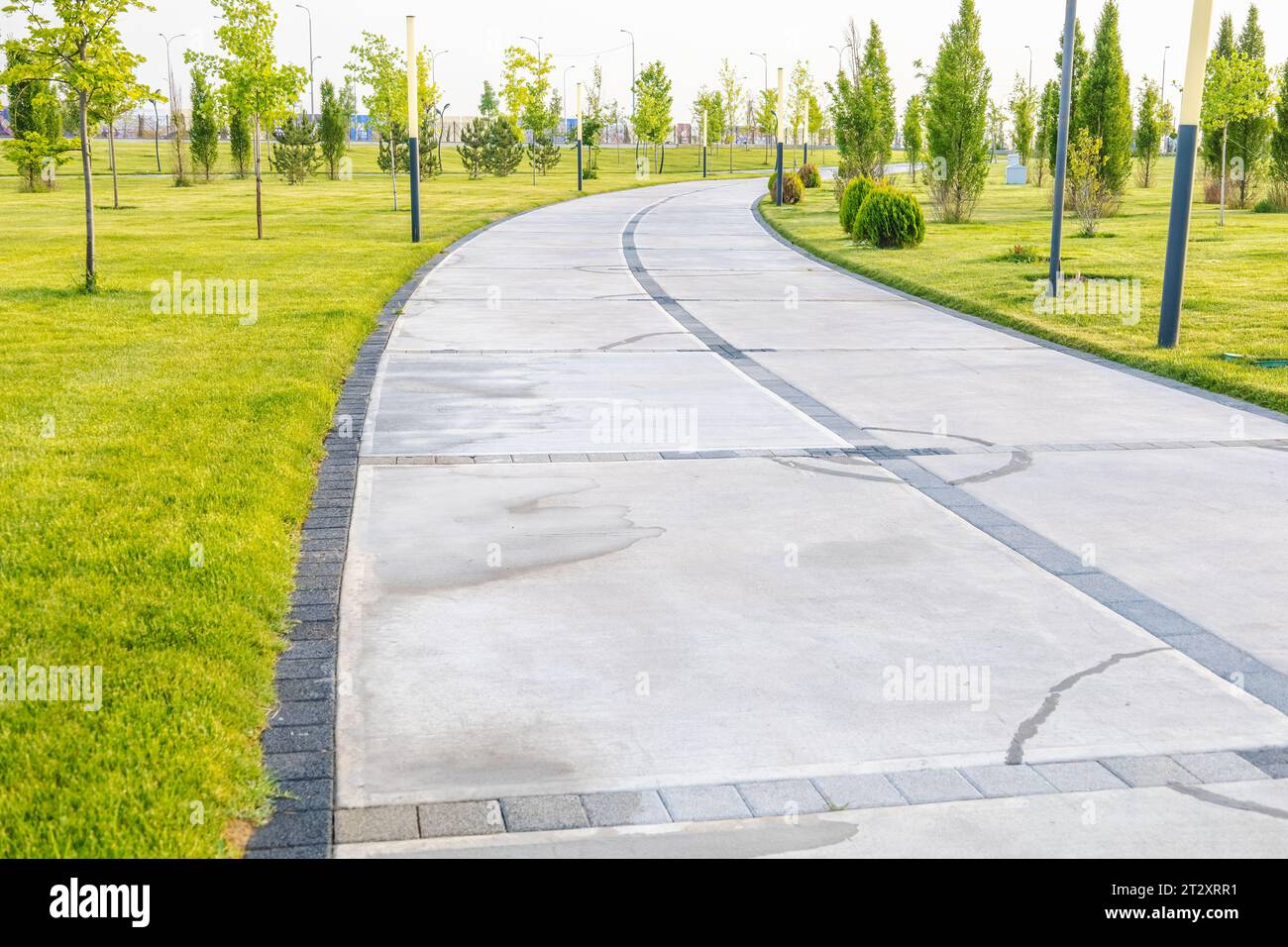 Background landscape with a path in the park in spring or summer with ...