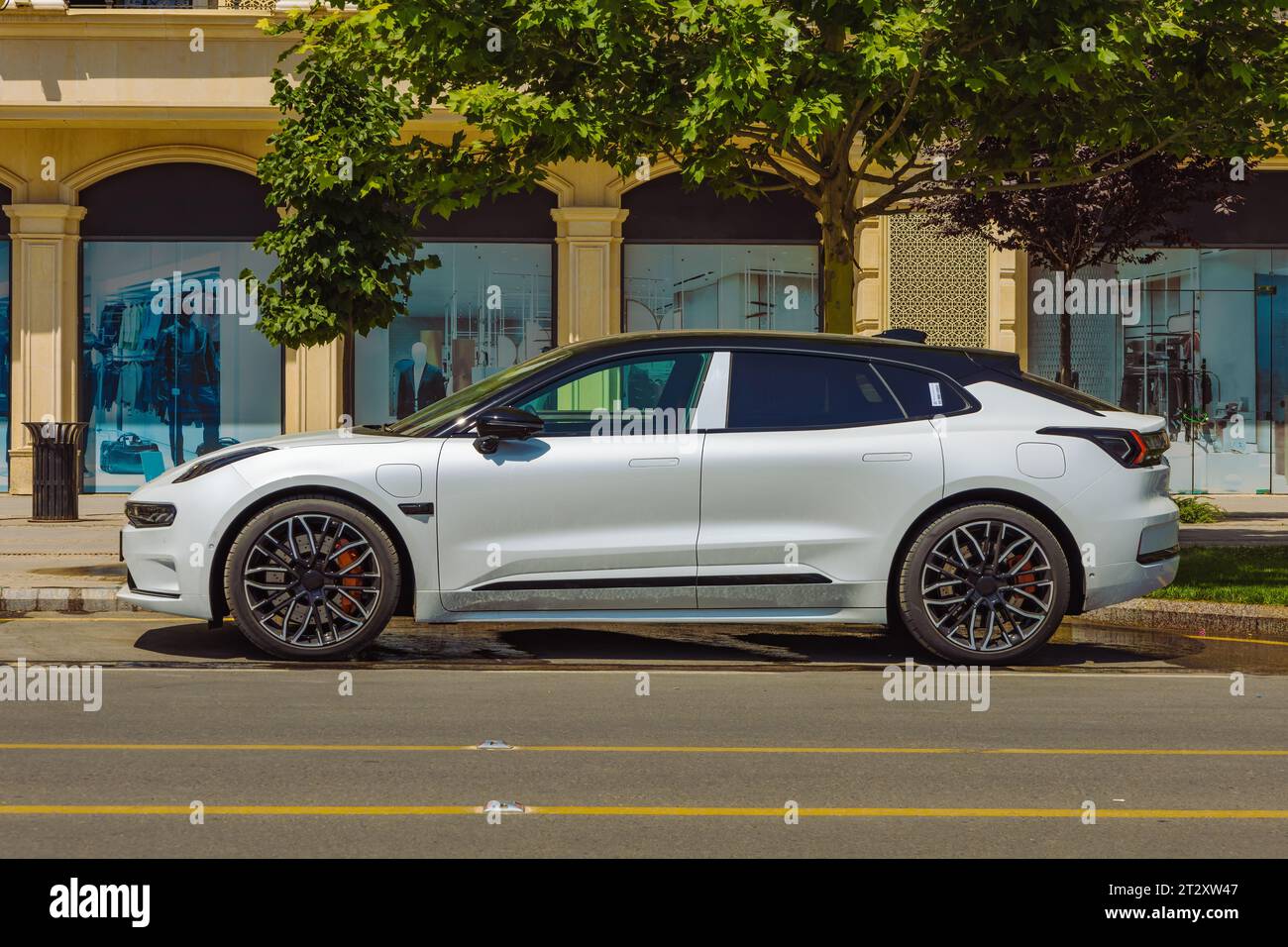 The car of the future is a modern technological car with an electric ...