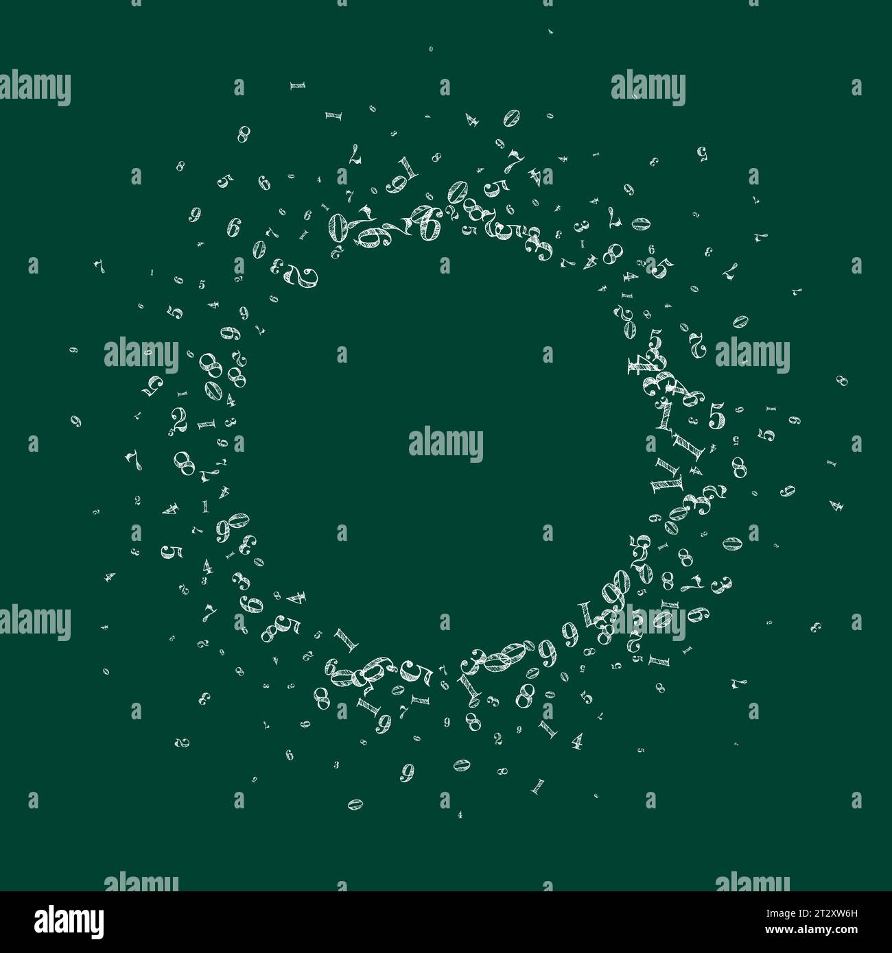 Concept of school background. White chalk numbers and digits falling ...