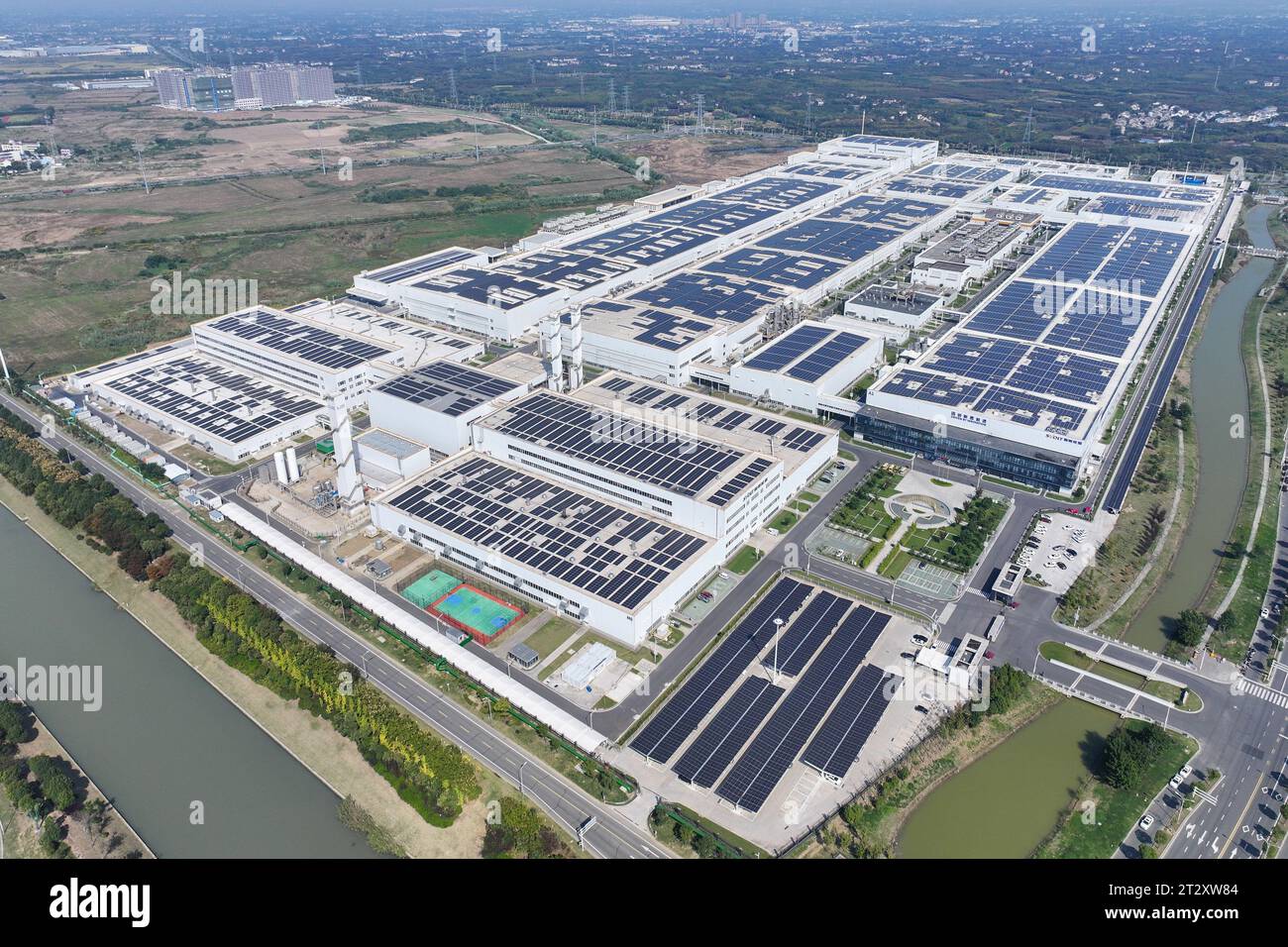 An aerial photo shows the industry's first vehicle-scale AI intelligent ...