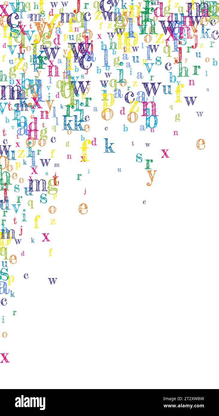 Flying latin letters. Colorful childish scattered charachters of ...