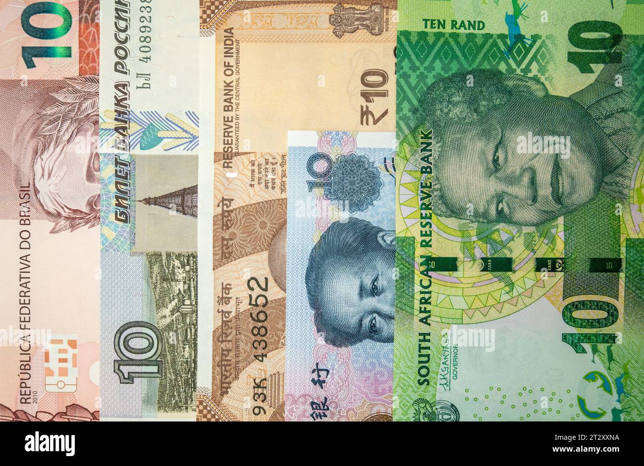 stacked banknotes of the brics countries Stock Photo - Alamy