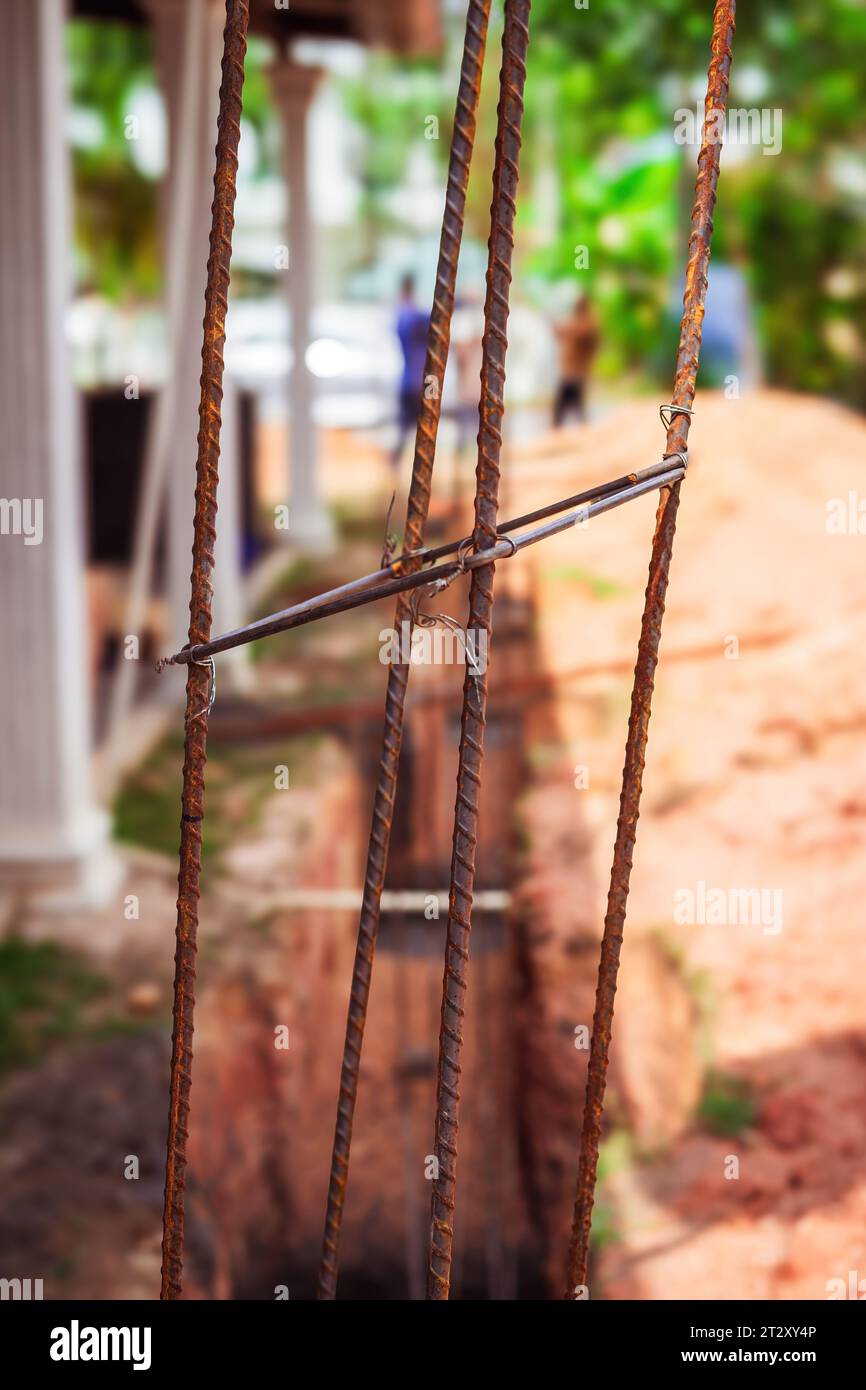 Industrial background. Rebar texture. Rusty rebar for concrete pouring ...